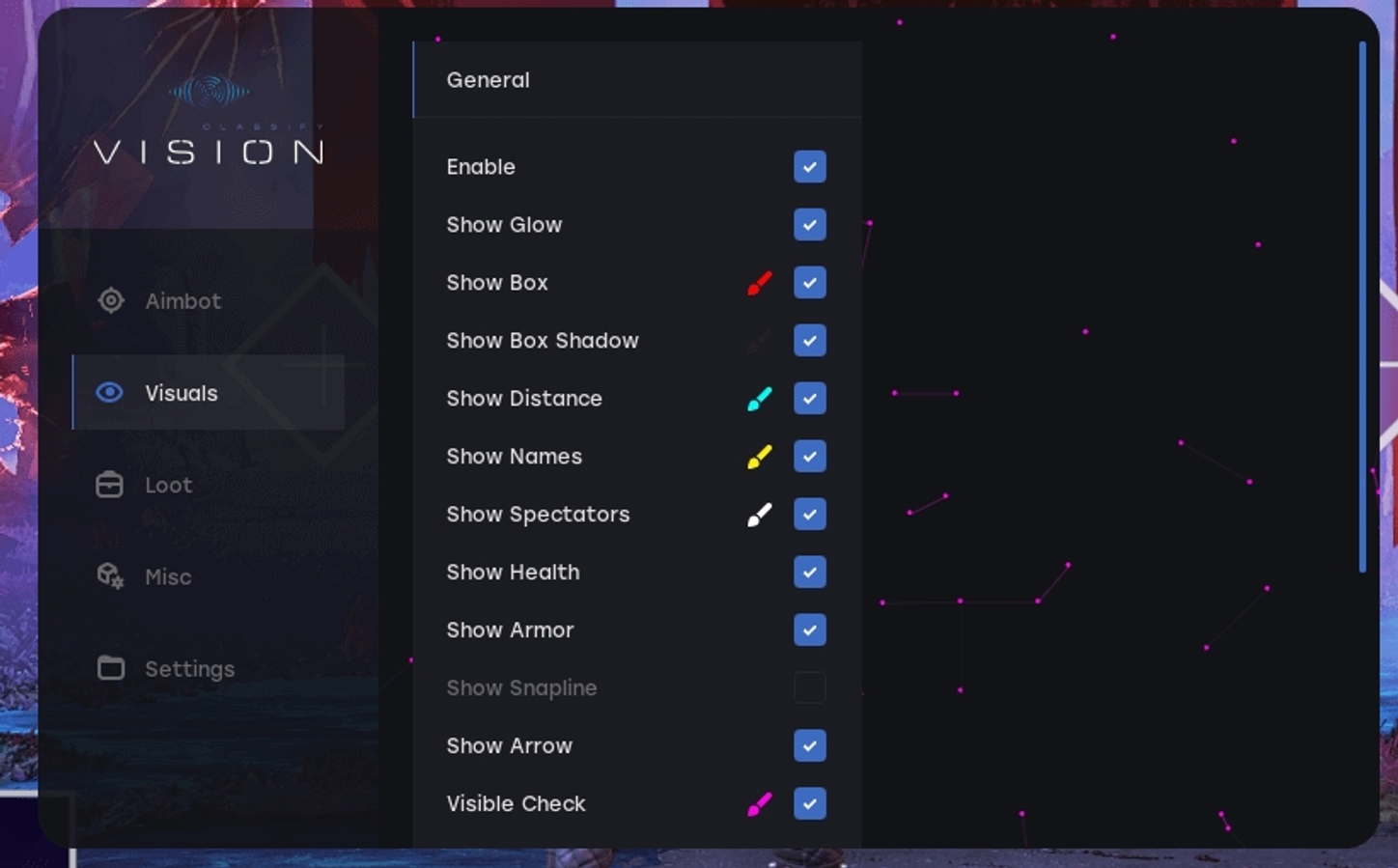 Купить приватный чит Classify Vision для Apex Legends на сайте goldencheats.ru